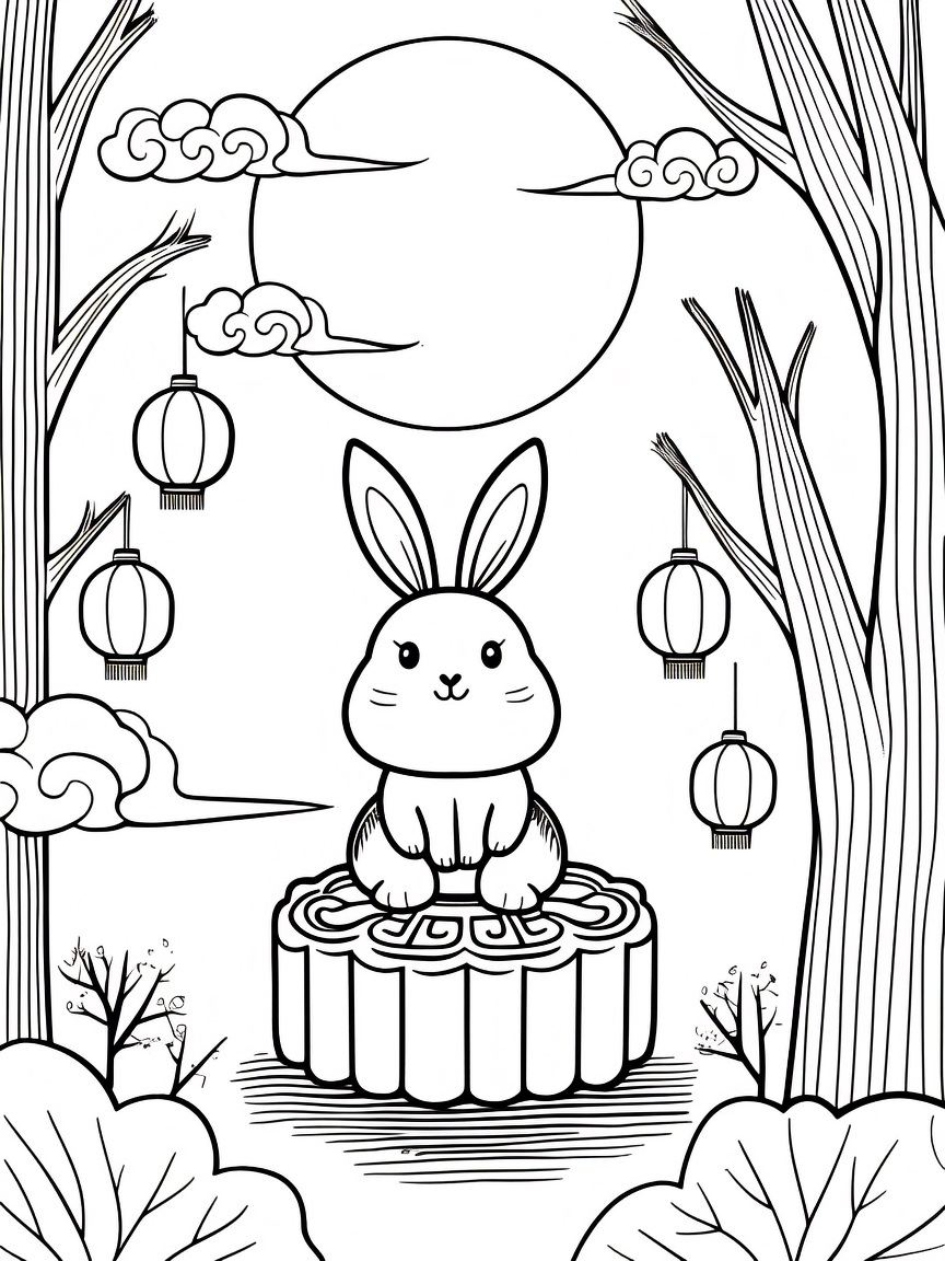 Chinese Mid-Autumn Moon Festival - Free Printable Coloring Page ...
